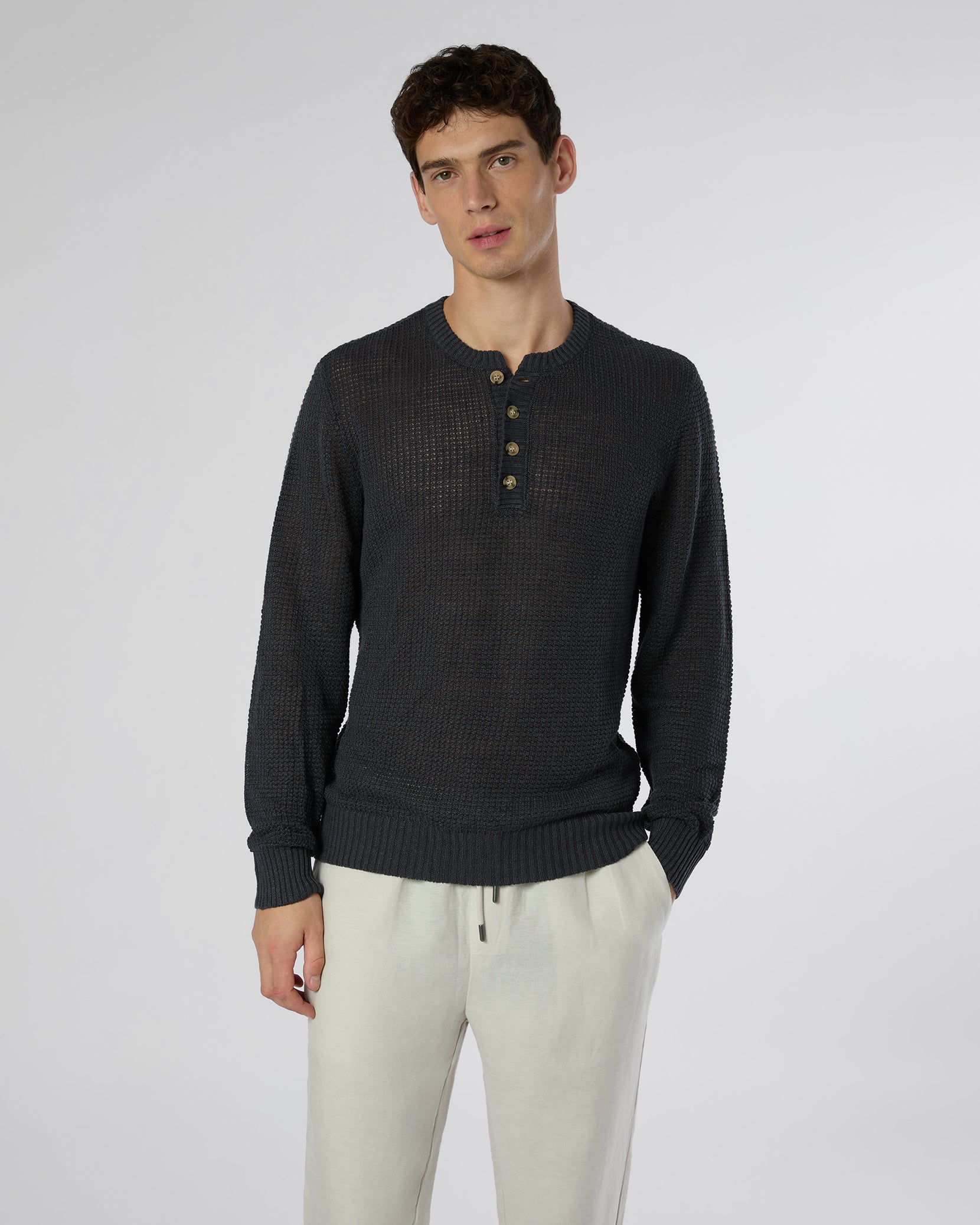 Linen Henley Sweater onia